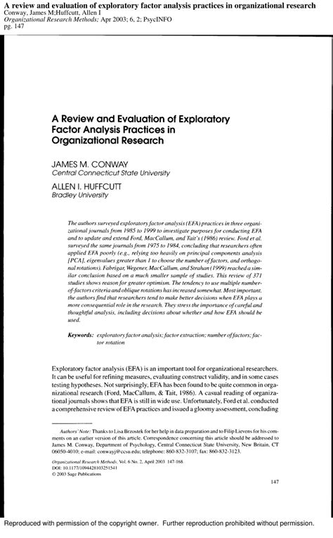 Pdf A Review And Evaluation Of Exploratory Factor Analysis Practices