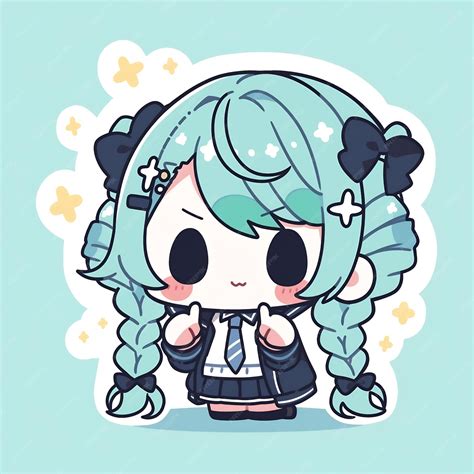 Premium Photo Kawaii Chibi Anime Girl Stickers Cute Simple And