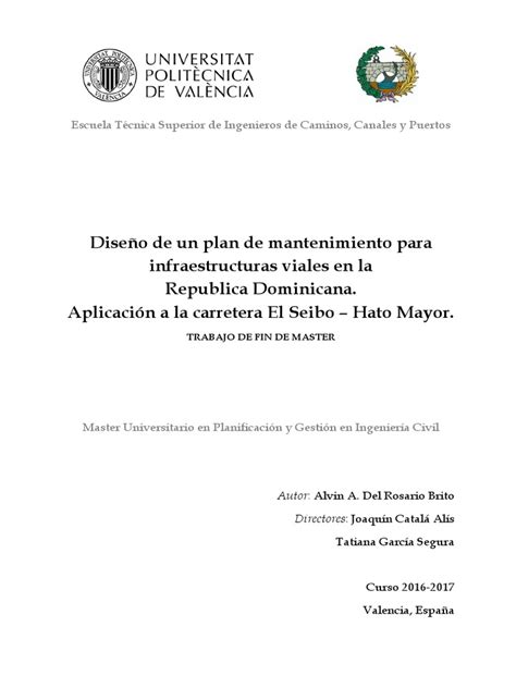 Tesis Mantenimiento Vial 2 Pdf La Carretera República Dominicana