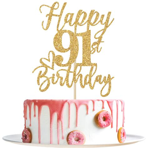 Happy 91st Birthday Cake Topper 91st Birthday Decorations