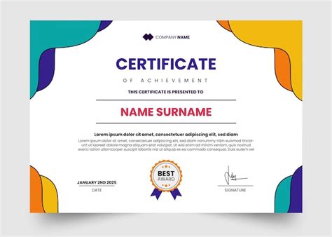 Premium Psd Modern And Simple Wave Certificate Design Template