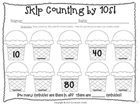 Cut And Stick Counting In 10s Worksheet Ks1 Skip Counting