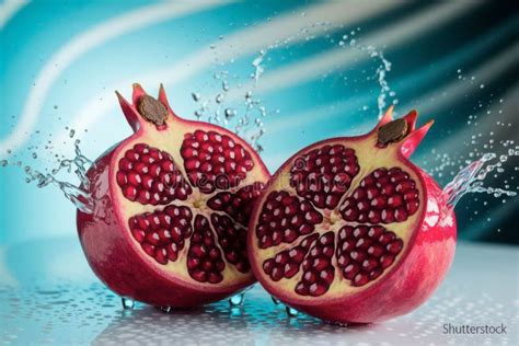Pomegranate Exploding With Vibrant Seeds Captured In Mid Air During A Dynamic Culinary