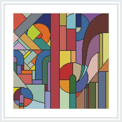 Art Deco Colored Pattern Abstract Cross Stitch Pattern Modern Etsy
