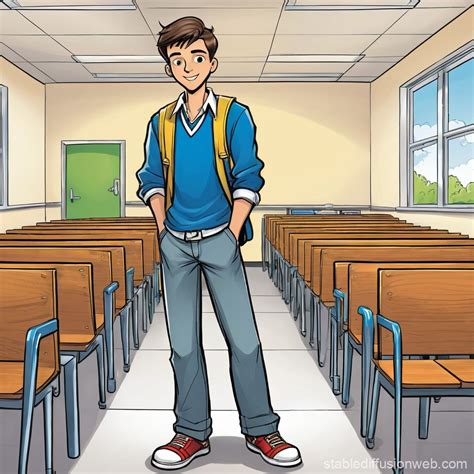 Cartoon Guy In School Clothes Stable Diffusion Online