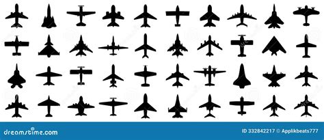 Black Airplane Icon Collection Set Of Black Plane Silhouette Icon