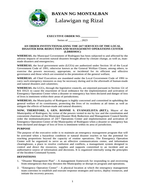 Eo Mandating Eoc Activation Pdf Incident Command System Emergency