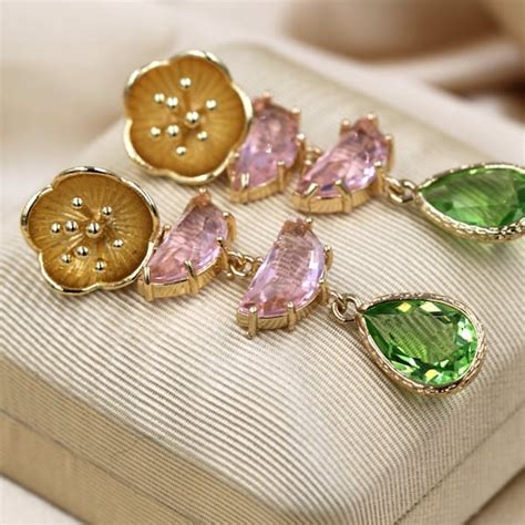 Green Statement Earrings Etsy