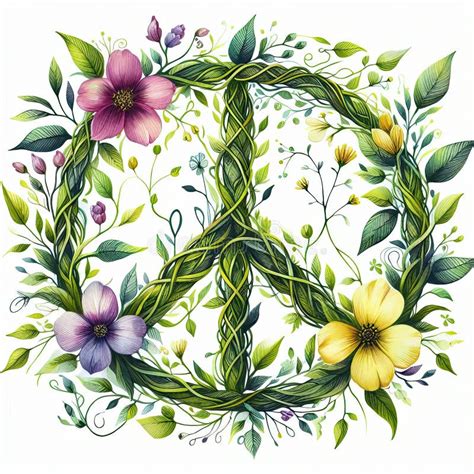 Colorful Garden Design Forming Peace Emblem Stock Illustration