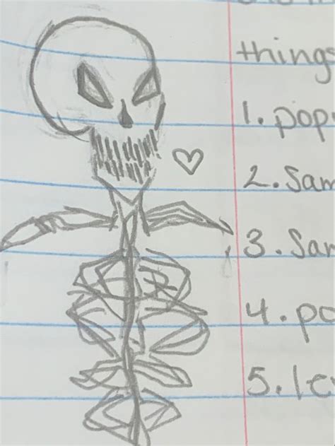 Scary Notes Skeleton Drawing With I Love You