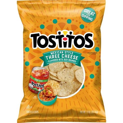Tostitos Three Cheese Queso Style Tortilla Round Chips 11 Oz