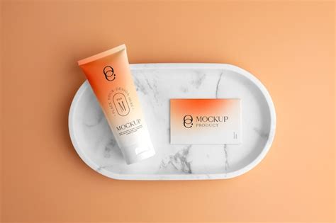 Premium PSD Cosmetic Product Mock Up Design With Apricot Color