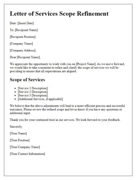 Letter Template For Scope Of Work Clarification Free Samples In Pdf