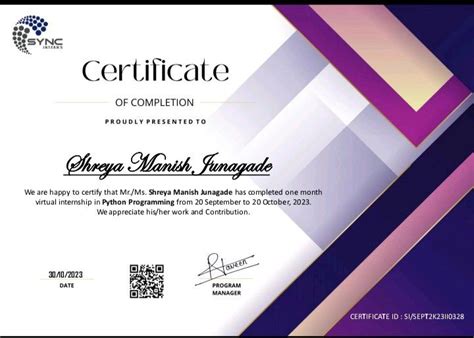 Python Python Intern Opportunity Internship Developer Learning Oct2023 Shreya Junagade