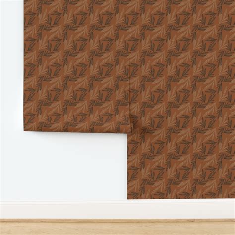Fancy That Leaf Lore Small Rust Wallpaper Spoonflower