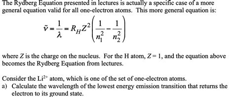 Using The Rydberg Equation To Calculate Wavelength Of Elements Other