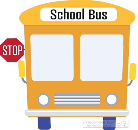Bus Clipart Orange School Bus With Stop Sign Classroom Clipart