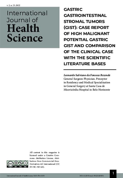 Pdf Gastric Gastrointestinal Stromal Tumors Gist Case Report Of