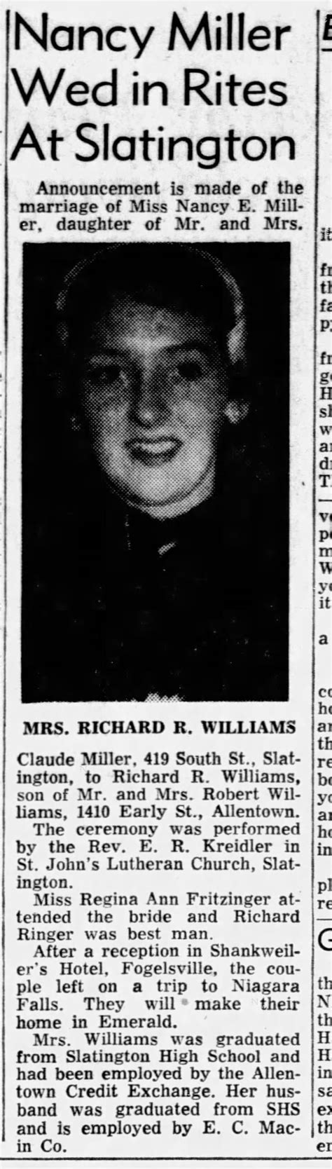 Nancy E Miller And Richard R Williams Marriage ™