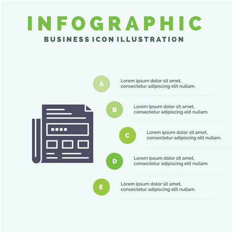 Newspaper Ad Paper Headline Solid Icon Infographics 5 Steps