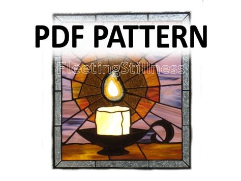 Pdf Pattern For Stained Glass Candle And Flame Etsy