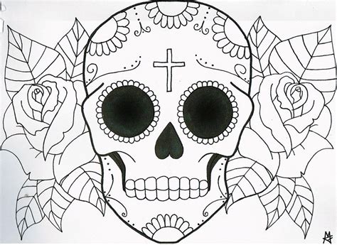 Sugar Skull Drawing Simple At Imogen Corbett Blog