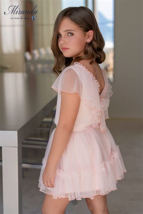 Conjunto NiÑa Blusa Y Falda Gasa Rosa Inma Gil Moda Infantil
