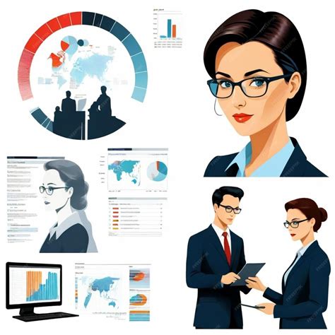 Data Analyst Vector Set White Background Isolated Premium Ai