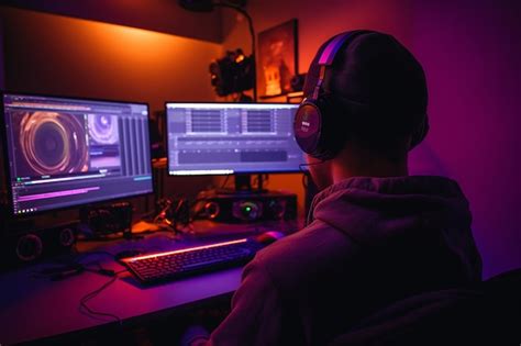Male Freelancer Working On Movie Production With Computer Software