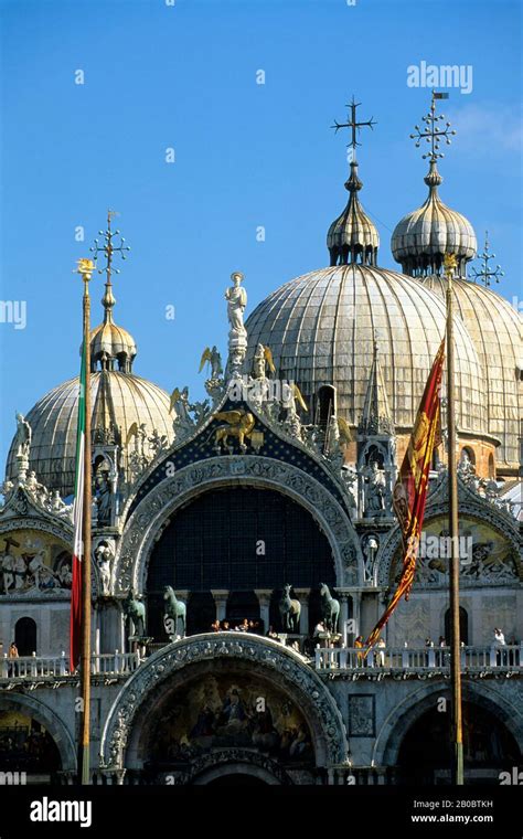 Italy Venice Piazza San Marco Basilica Of San Marco Detail Stock