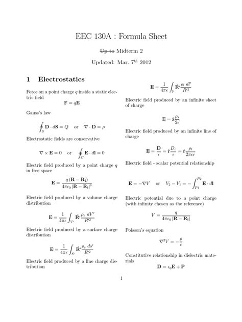 Electrostatics And Magnetostatics Cheat Pdf Pdf Magnetic Field Electric Field