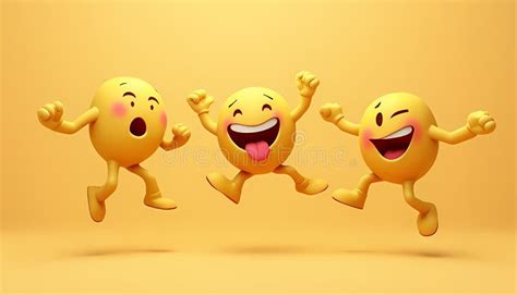 Happy Emojis Jumping And Celebrating With Excitement Stock Illustration