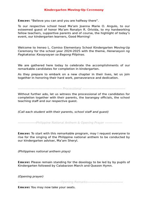 Emcee Script For Kinder Moving Up English Pdf