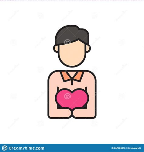 Man Holding Heart Filled Color Icon Linear Style Sign For Mobile Concept And Web Design Stock