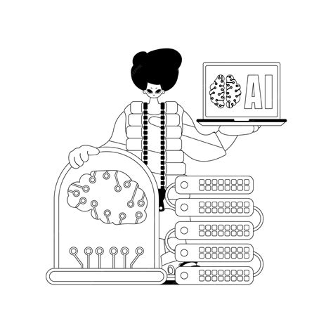 Premium Vector He Grasps A Vector Linear Ai Model In His Hands