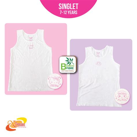 Hello Kitty And My Melody 7 12 Years Singlet 100 Cotton Baju Dalam Budak