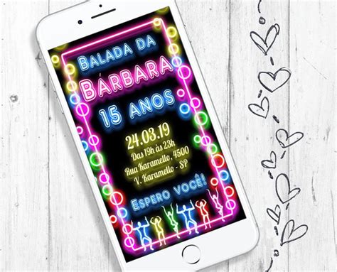 Convite Digital Neon Party Balada Elo7 Produtos Especiais