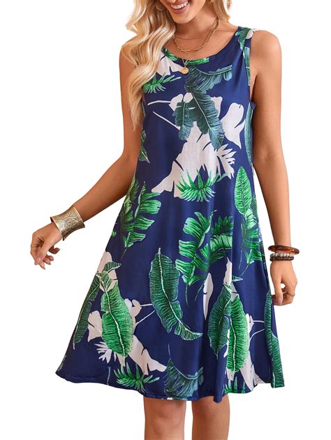 Fancyglim Womens Sleeveless Floral Tank Dress Summer Casual Dress