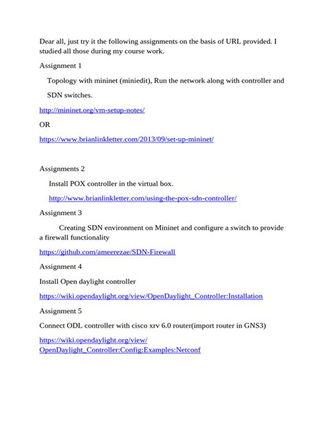 Sdn Lab Assignments Supporting Urls Pdf