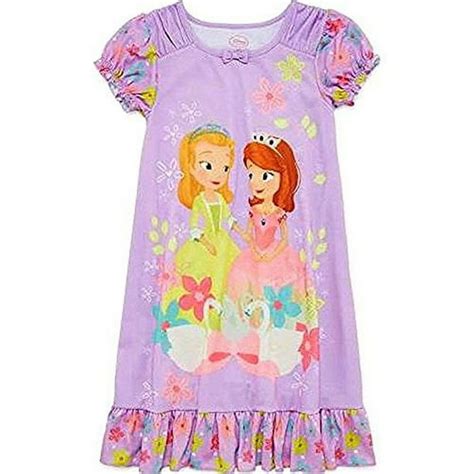 Disney Girls Sofia The First And Amber Purple Swan Nightgown Size 4