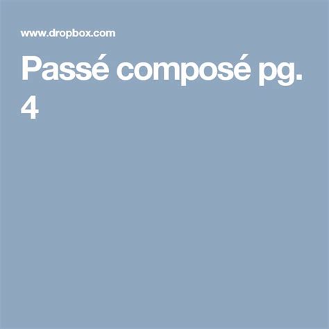 Passé Composé Grammar Chart