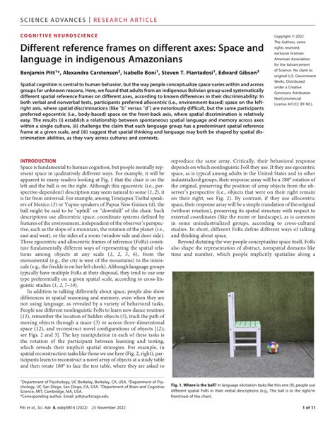 Pdf Different Reference Frames On Different Axes Space And Language In Indigenous Amazonians