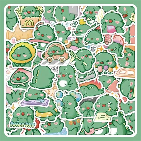 Cute Dinosaur Stickers Cartoon Small Green Temu United Kingdom