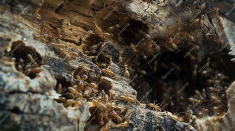 Premium Photo A Fascinating Look At A Colony Of Termite Larvae Working Together To Construct A