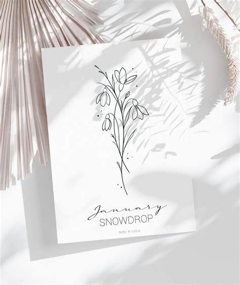 Snowdrop Birth Flower Tattoo Design Elegant January Floral Fine Line