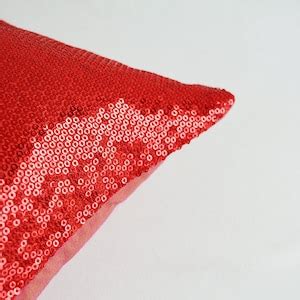 Shiny Red Sequin Pillow Cover Red Holiday Decor Throw Pillow Red