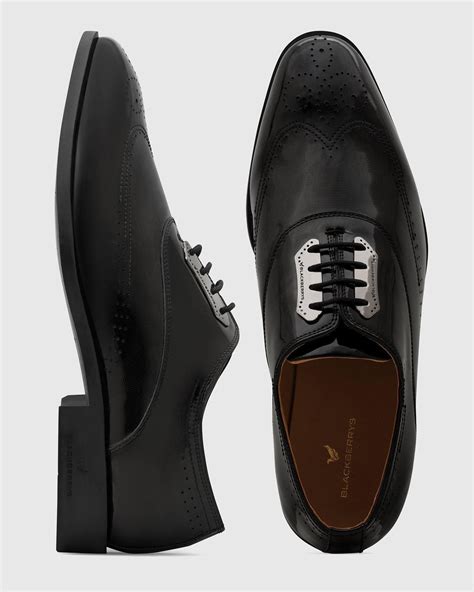 Buy Leather Black Solid Oxford Shoes From Reed Collection