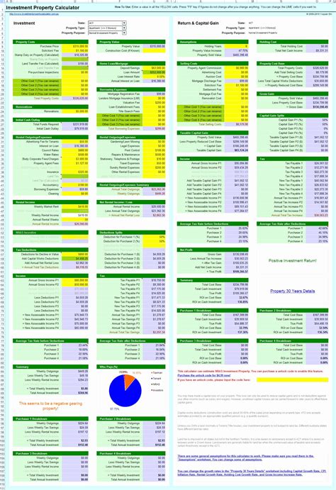 Excel Spreadsheet For Real Estate Investment In Real Estate Investment