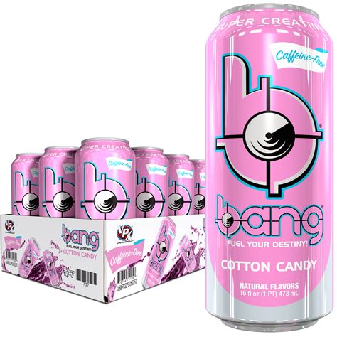 Bang Caffeine Free Cotton Candy Energy Drink 0 Calories Sugar Free