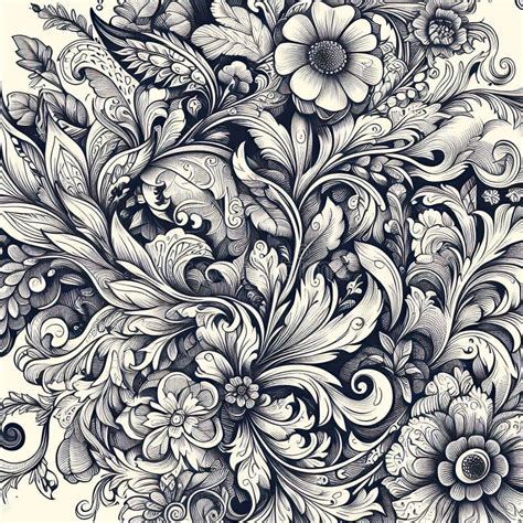 Illustration Of Floral Ornament In Ethnic Style Stock Illustration